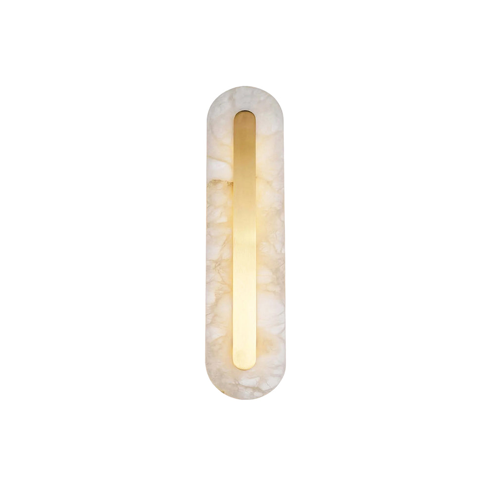 Alabaster Oval Brass Wall Light