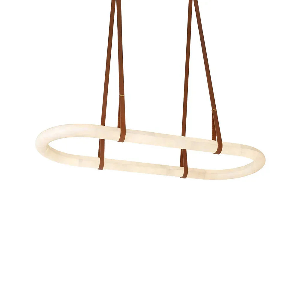 Alabaster Round Leather Chandelier