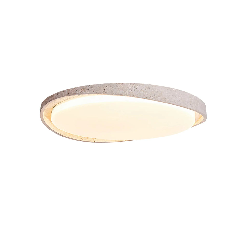 Round Lumen Arc Travertine Ceiling Light