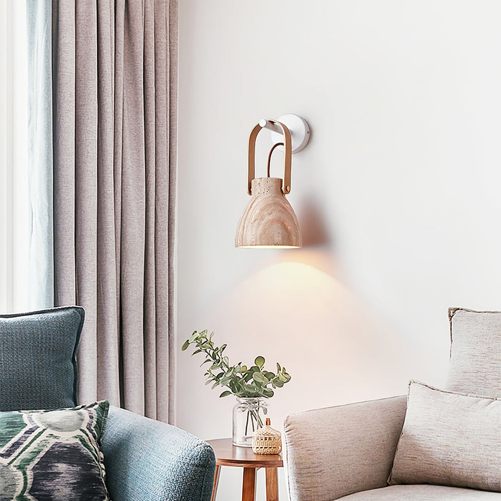 Travertine Lanta Arc Stone Wall Sconce