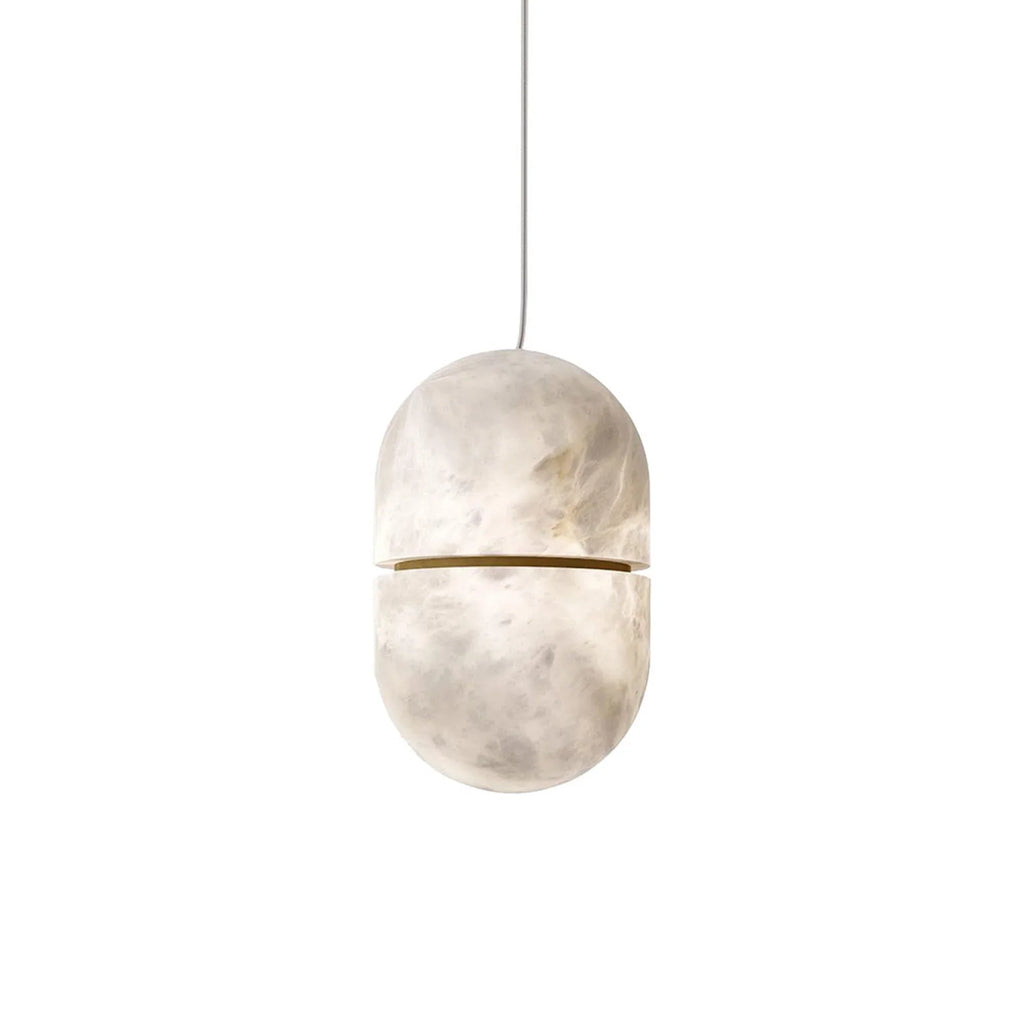 Alabaster Capsule Shaped Oval Pendant Lamp | Vidirlighting